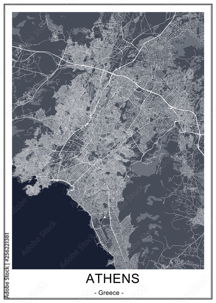 map of the city of Athens, Greece Stock Vector | Adobe Stock