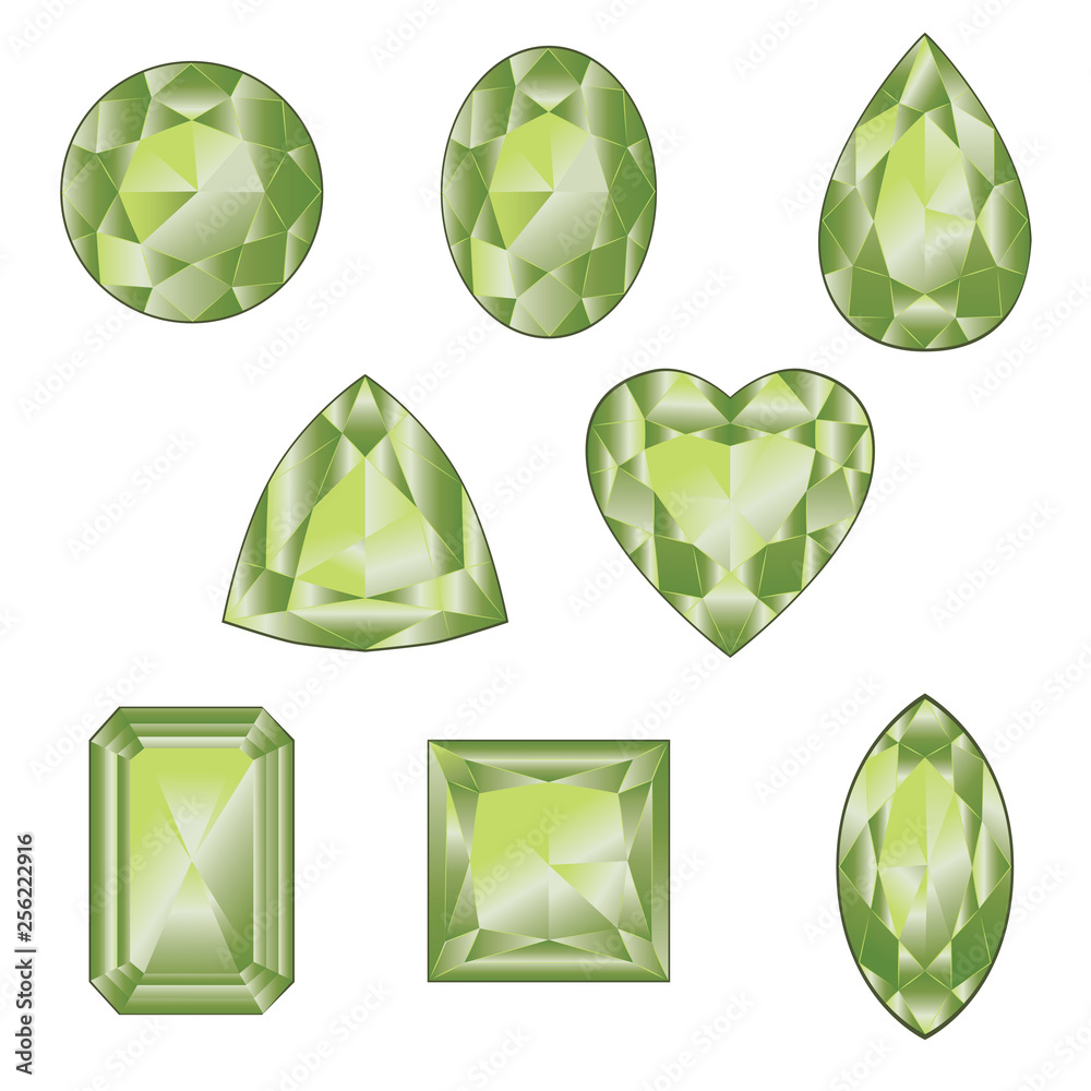 Green gemstones set Stock Vector | Adobe Stock