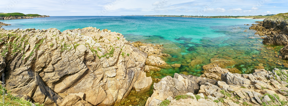 Coast of the Atlantic Ocean in summer as a panorama header Stock Photo ...