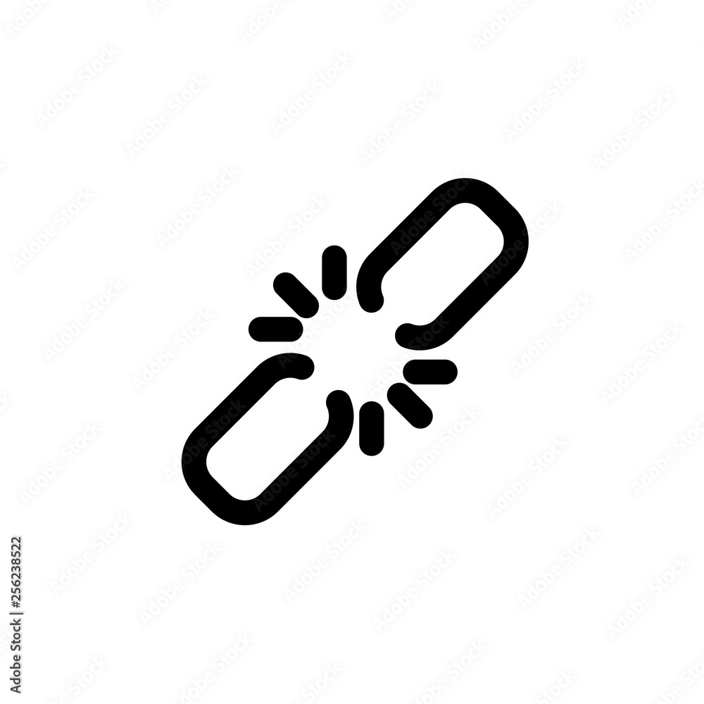Link break icon. Broken connection. Freedom concept, Broken chain link ... Link break icon. Broken connection. Freedom concept, Broken chain link ...