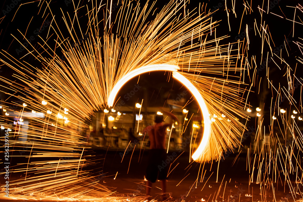 Fire dancers Swing fire dancing show fire show on the beach dance man ...
