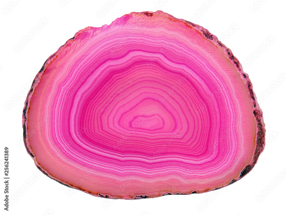 Amazing cross section of Pink Agate Crystal cut isolated on white ...