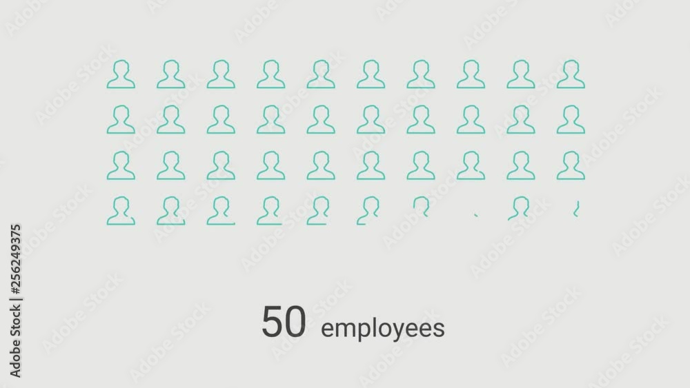 50 employees. constantly increasing. infographics Stock Video | Adobe Stock
