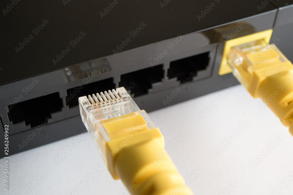 one patch cord is inserted into the yellow connector of the router ...