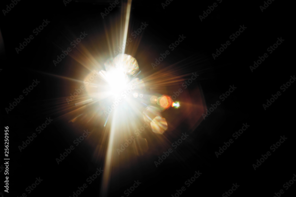 Lens Flare. Light over black background. Easy to add overlay or screen ...