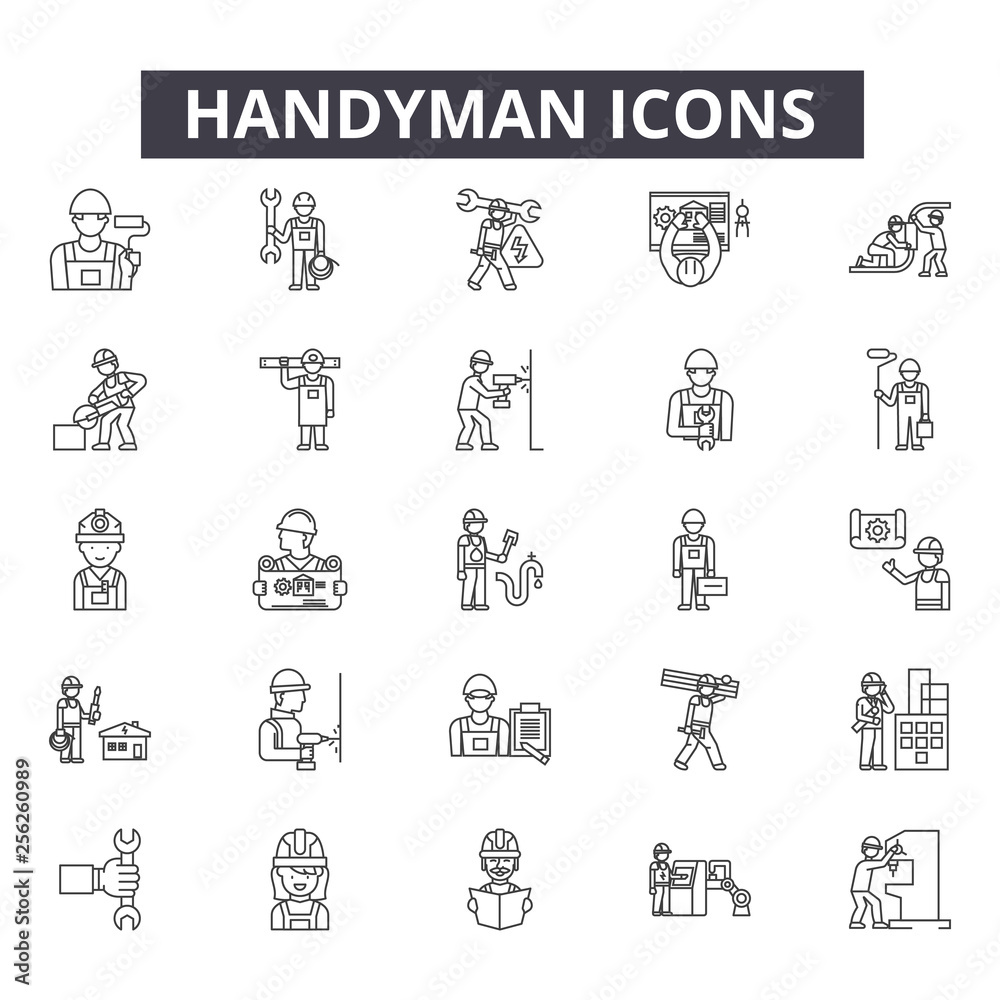 Handyman line icons for web and mobile. Editable stroke signs. Handyman ...