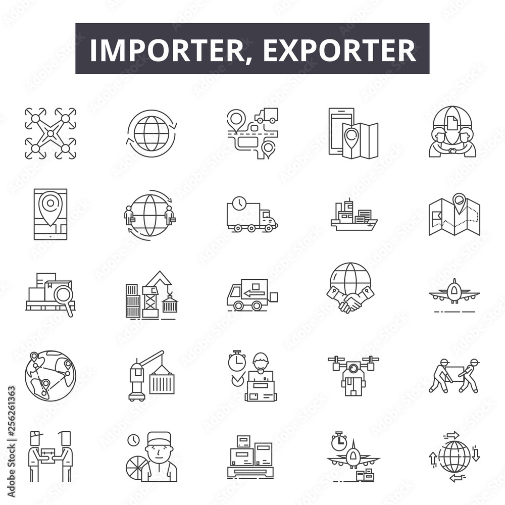 Importer exporter line icons for web and mobile. Editable stroke signs ...