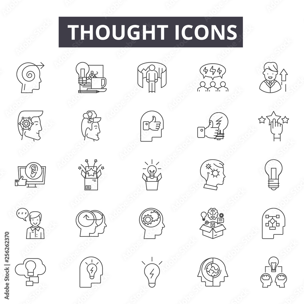 Thought line icons for web and mobile. Editable stroke signs. Thought ...