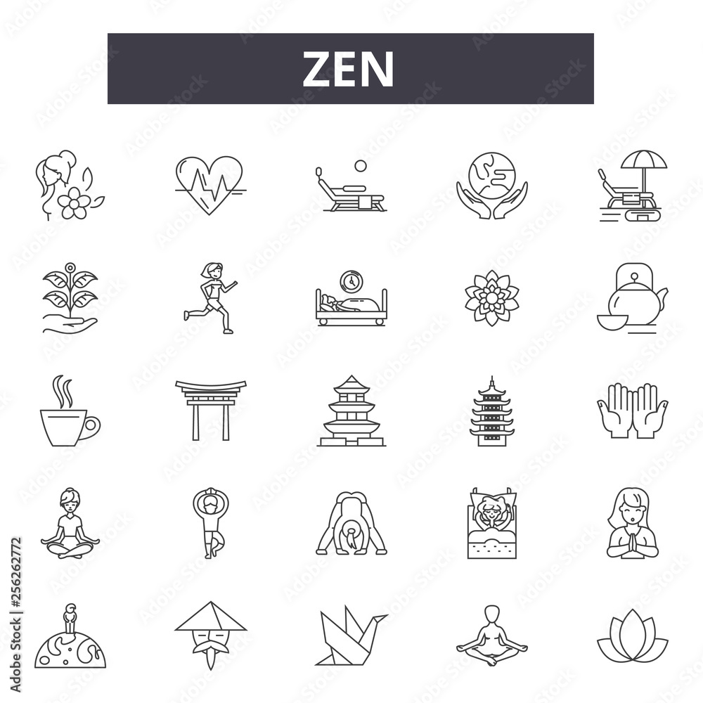 Zen line icons for web and mobile. Editable stroke signs. Zen outline ...