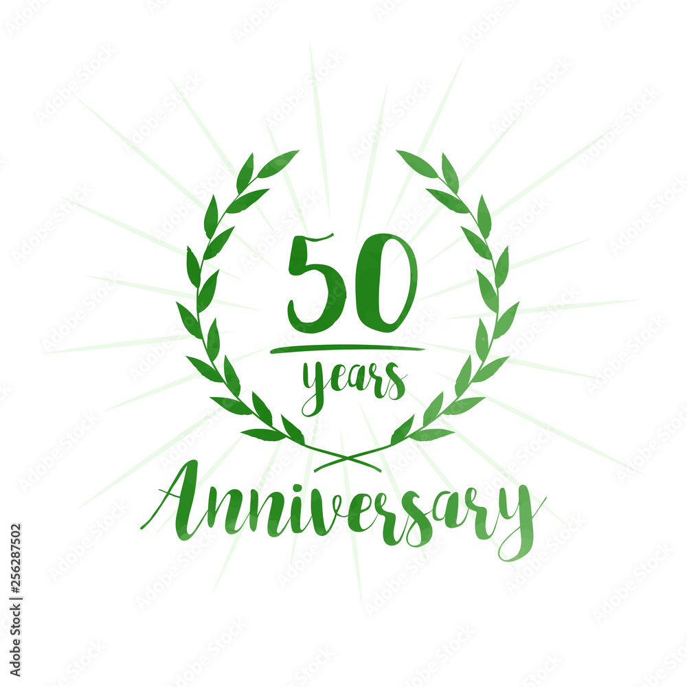 50 years anniversary celebration logo. Anniversary watercolor design ...