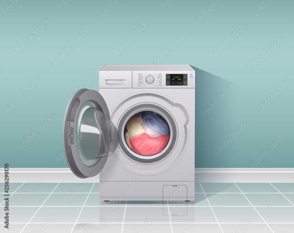 Washing Machine Realistic Composition Stock Vector | Adobe Stock