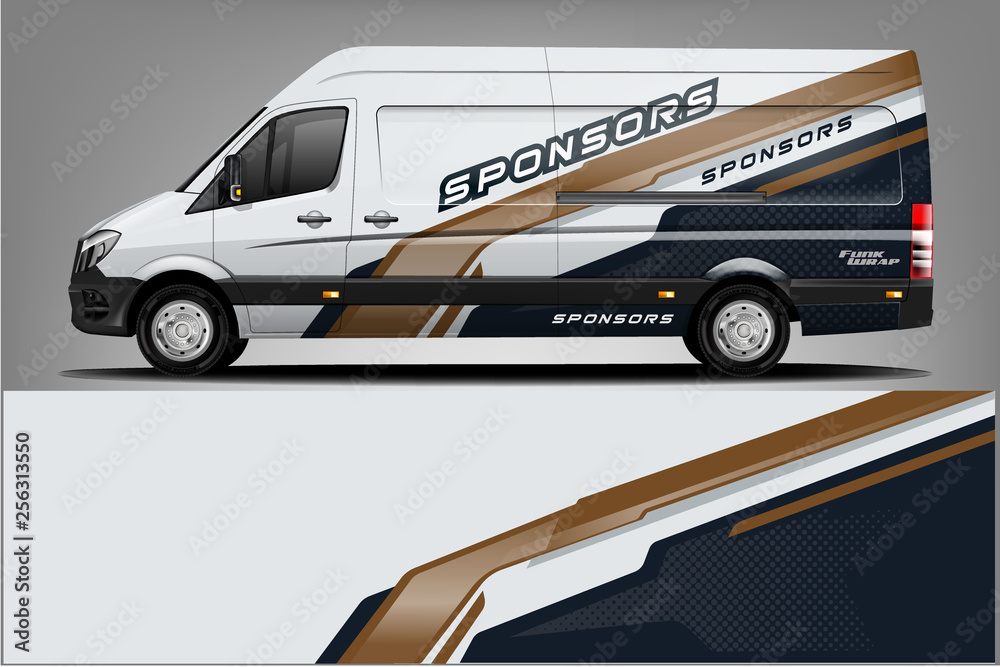 Van Car decal wrap design vector. Graphic abstract stripe racing ...
