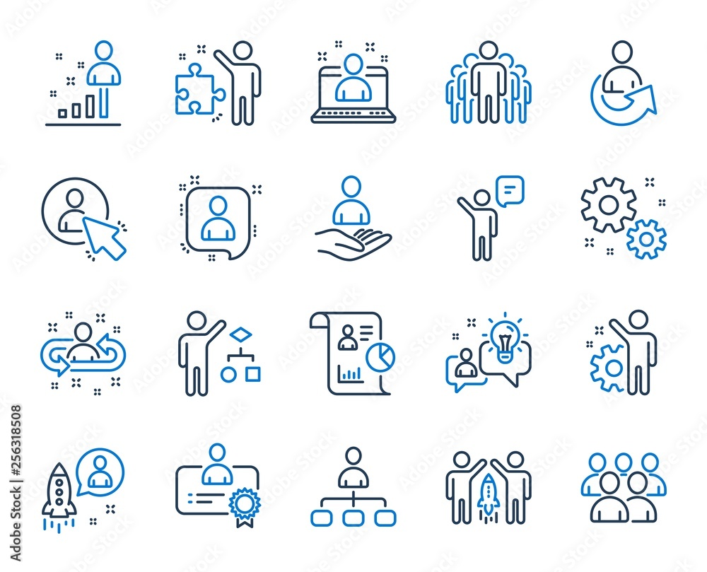 Management line icons. Set of Business audit, Startup strategy and ...