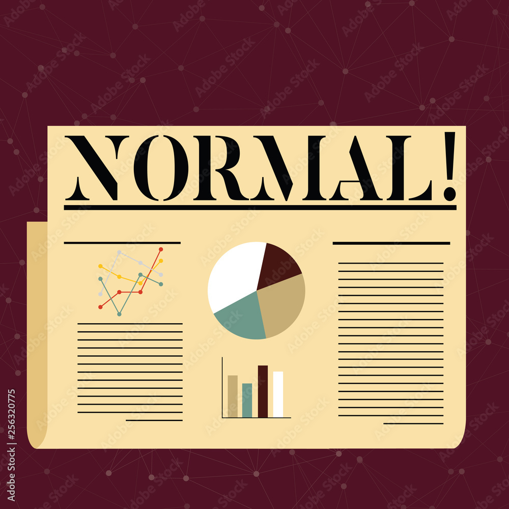 Conceptual hand writing showing Normal. Concept meaning conforming to a ...