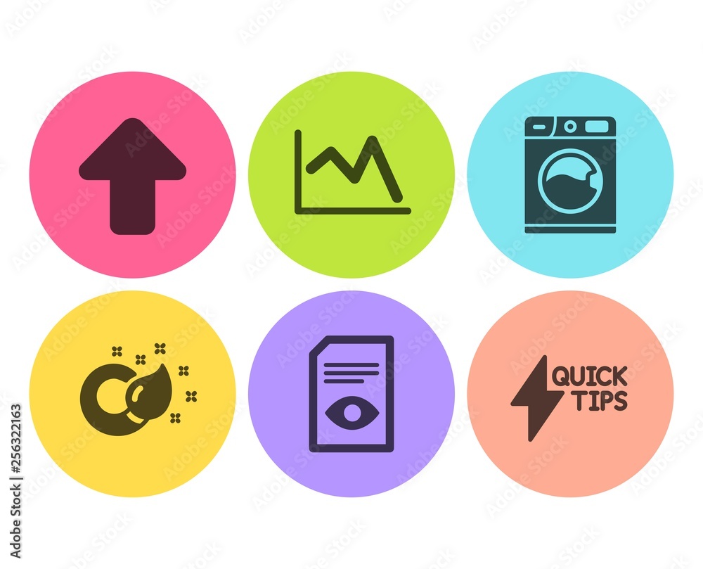 Washing machine, View document and Paint brush icons simple set. Line ...