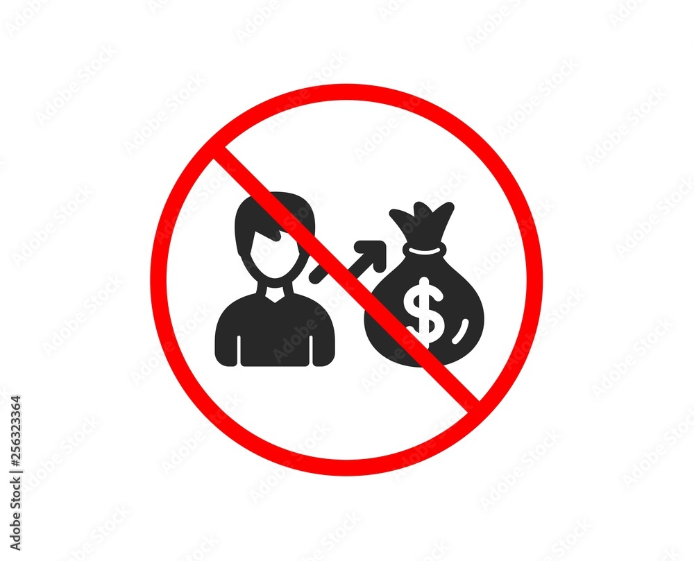 Vecteur Stock No or Stop. Businessman earnings icon. Dollar money bag ...