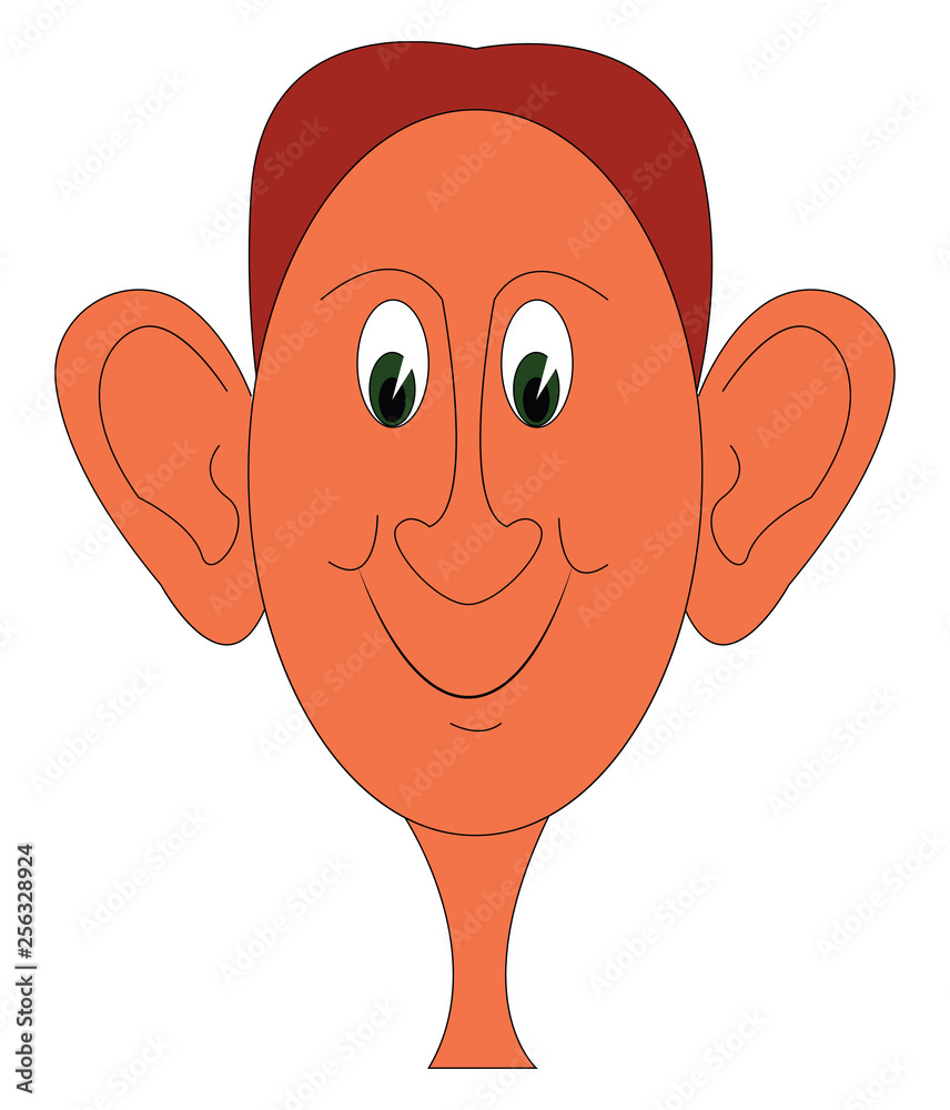Portraite of a smiling young man with big ears vector illustration on ...