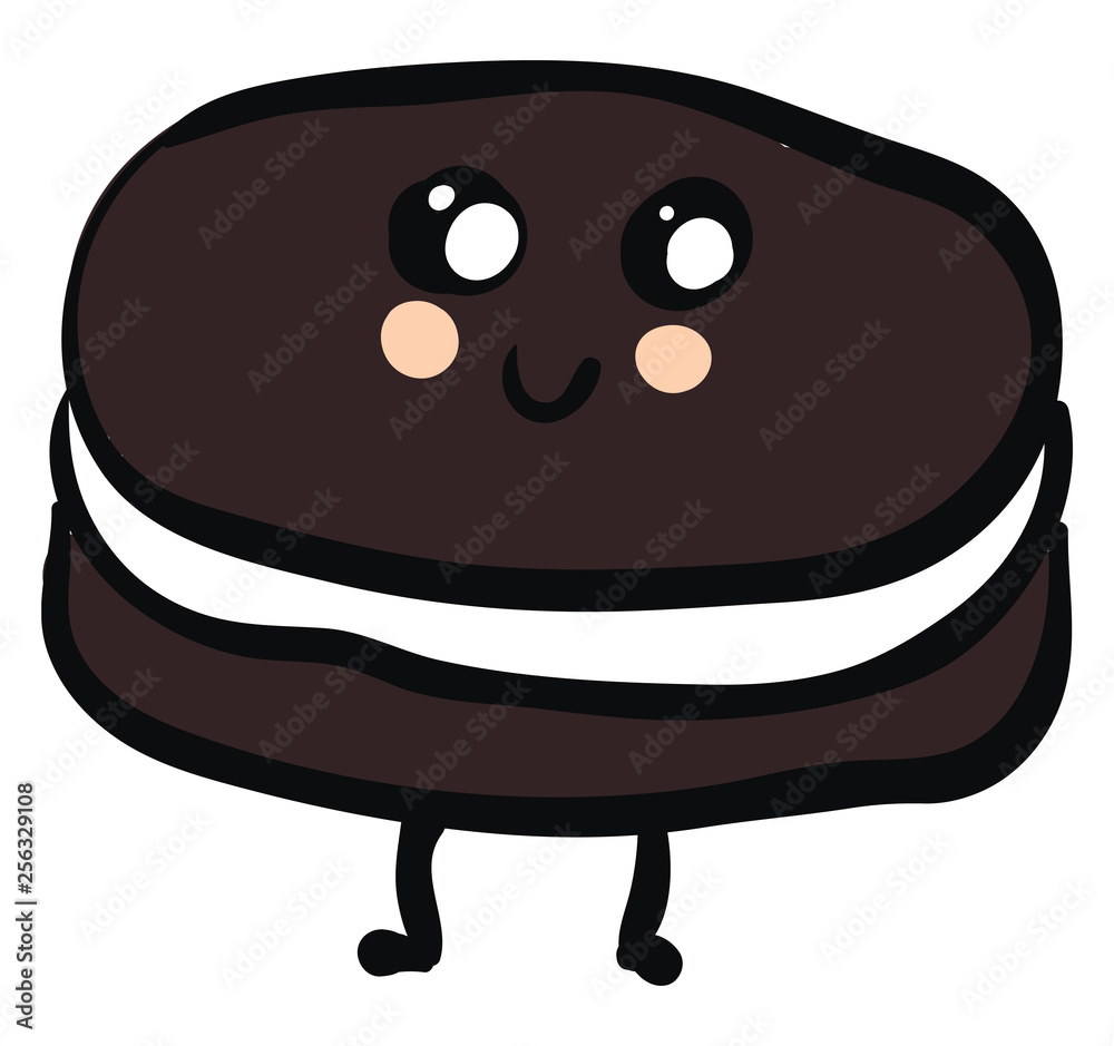 Cute smiling brown and white oreo vector illustration on white ...