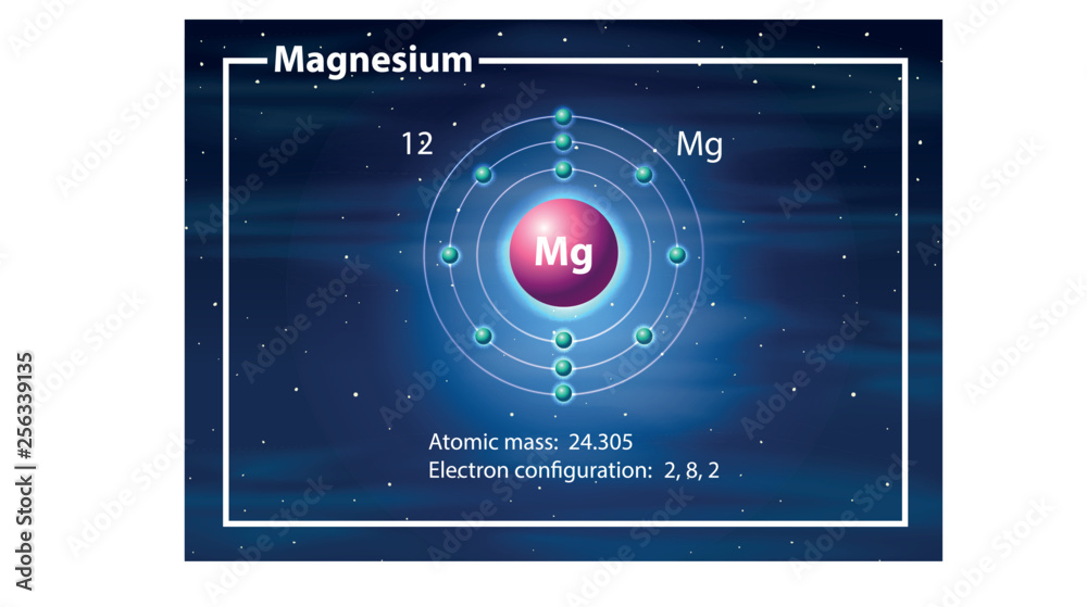 Magnesium atom diagram concept Stock Vector | Adobe Stock