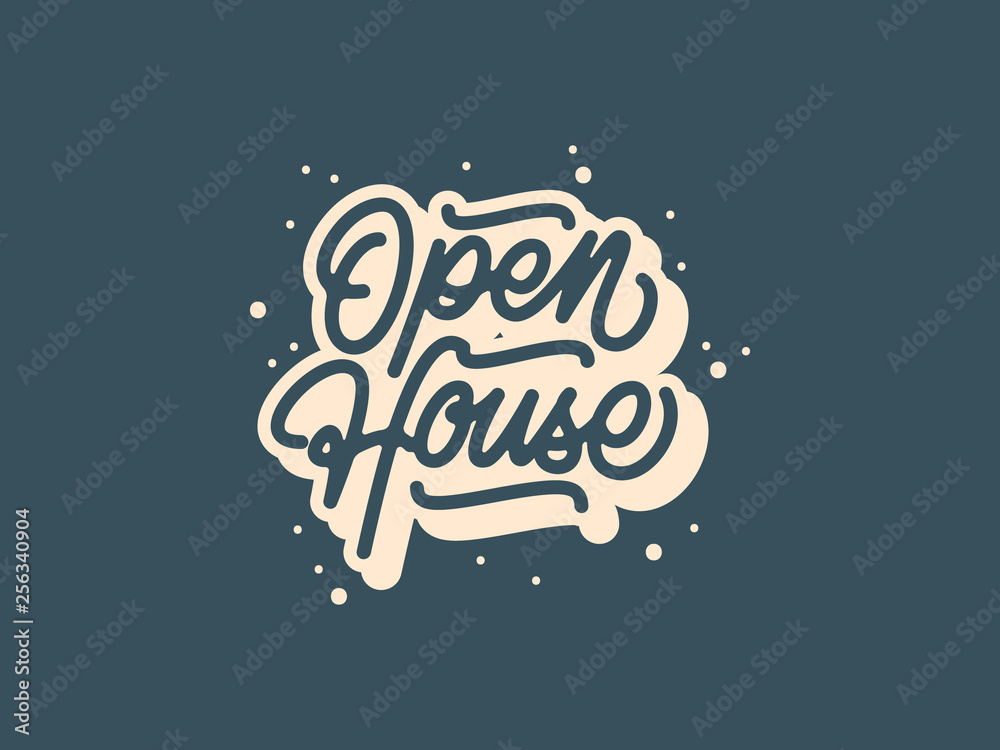 3D Mono Line Open House Calligraphy with Splash Stock Vector | Adobe Stock