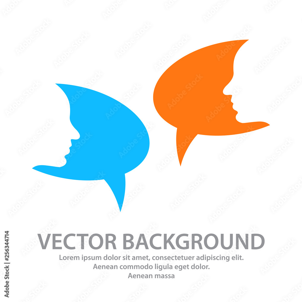 Dialog - Speech bubbles with two faces, Pictograph of people ...
