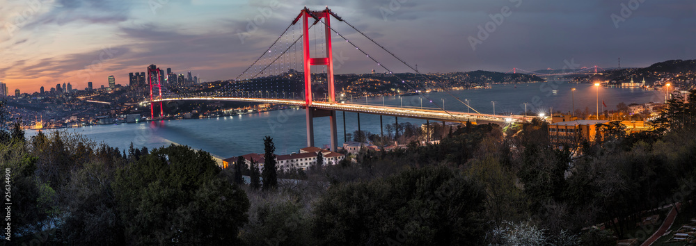 Bosphorus Panorama. Fatih Sultan Mehmet Bridge, Bosphorus bridge in ...