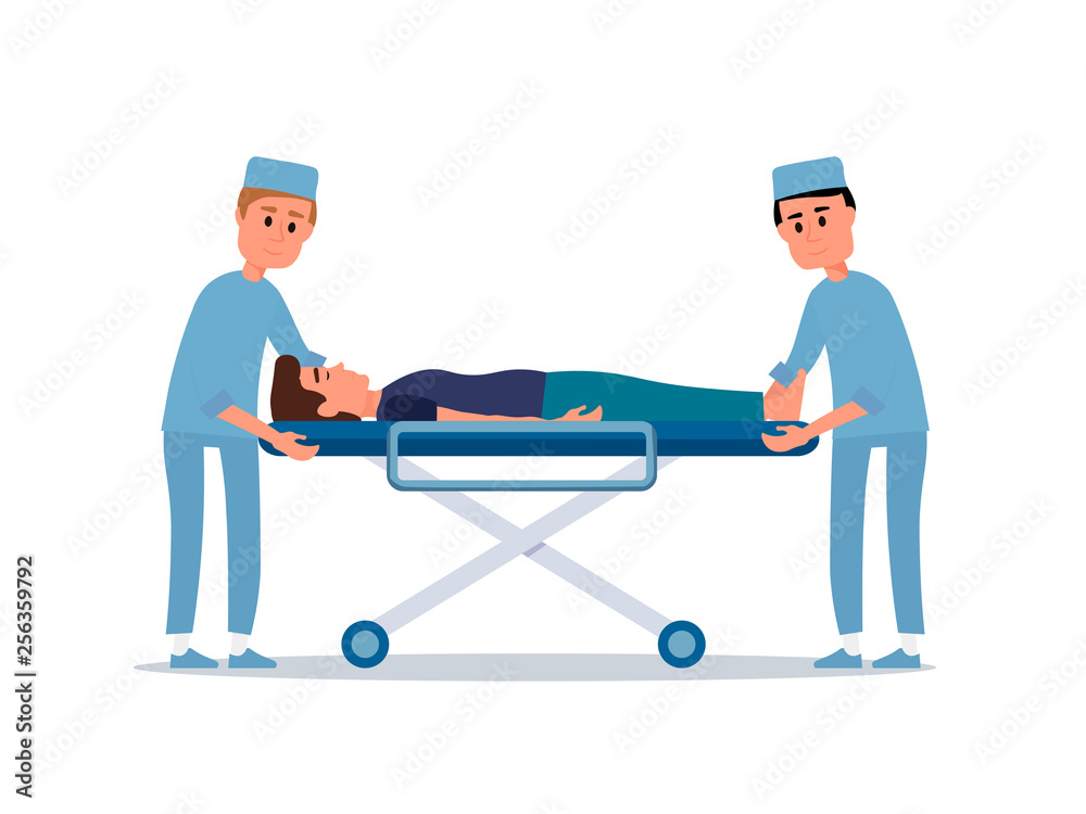 Patient on stretcher flat vector illustration Stock Vector | Adobe Stock