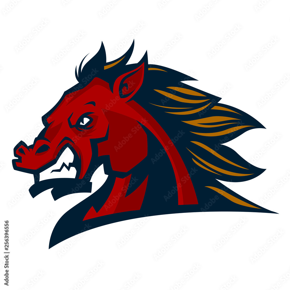 angry horse head mascot esports logo illustration Stock Vector | Adobe ...