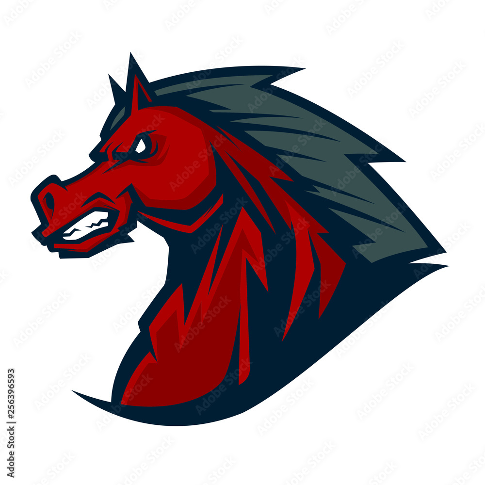 angry horse head mascot esports logo illustration Stock Vector | Adobe ...