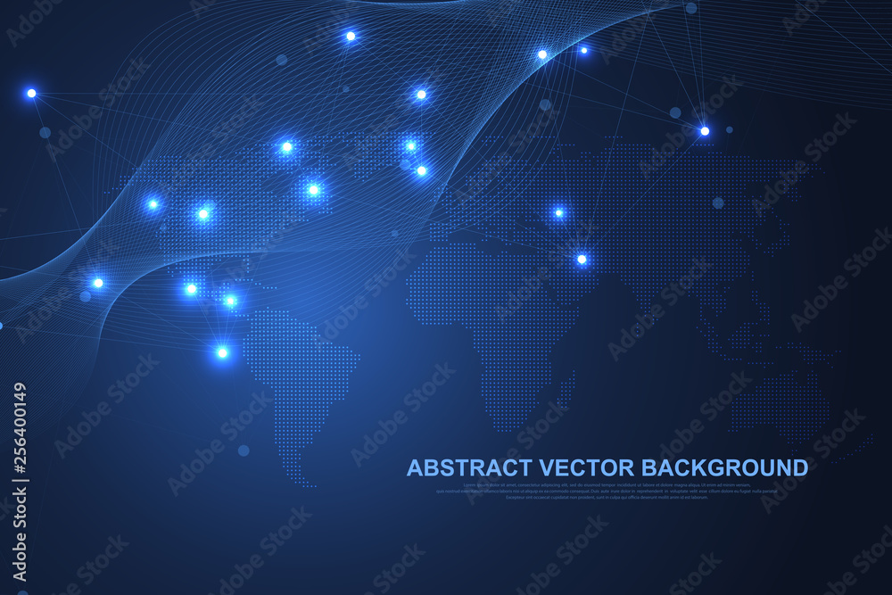 Networking connection concept abstract technology. Global network ...