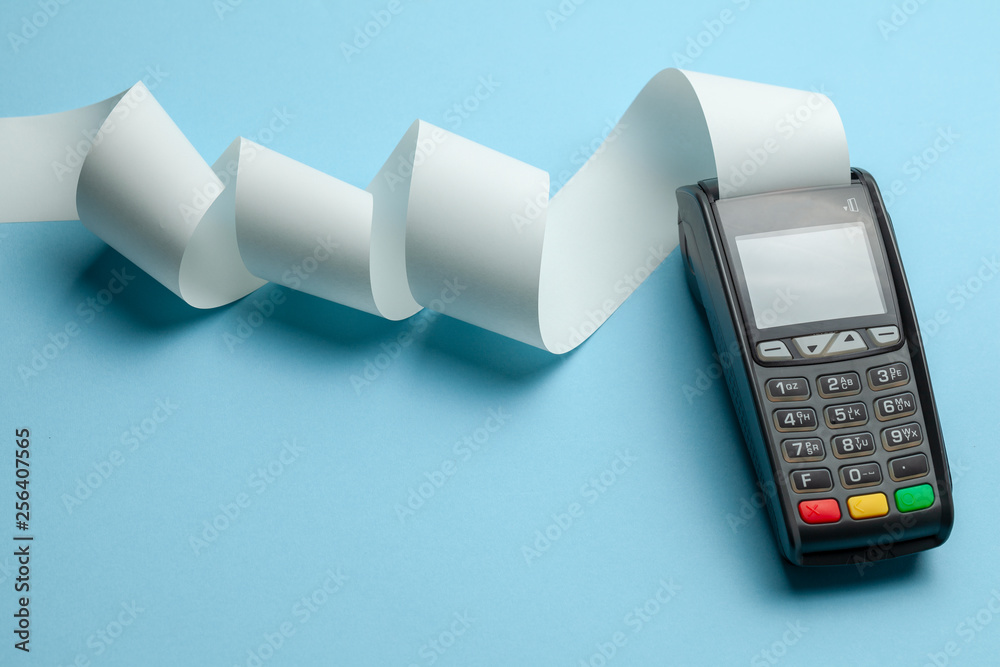 Terminal cash register machine POS for payments and long roll cash tape ...