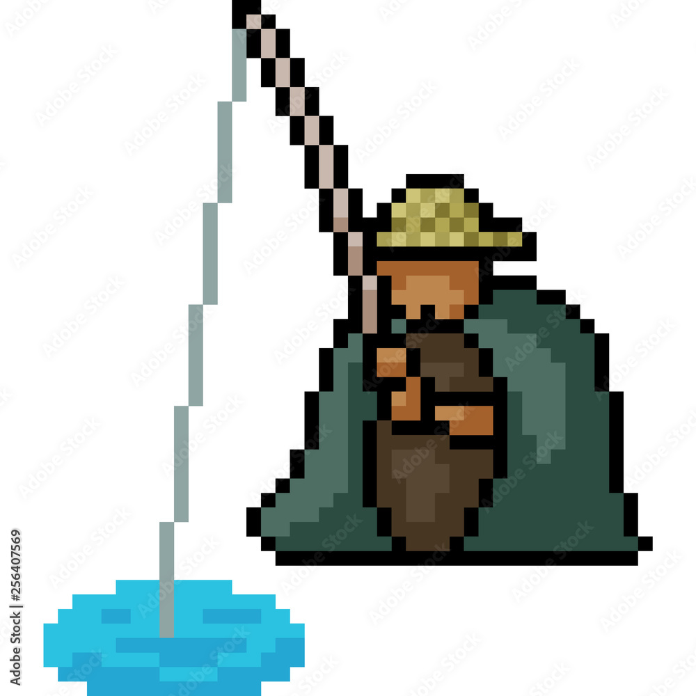vector pixel art fishing Stock Vector | Adobe Stock