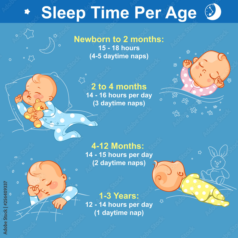 Baby sleep infographic. Cute babies sleeping Stock Vector | Adobe Stock
