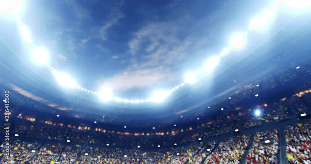 4k resolution footage of a dramatic soccer stadium. The stadium was ...