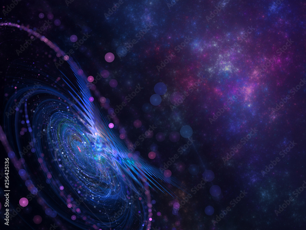 Scientific futuristic 3d illustration on a dark background of the flow ...