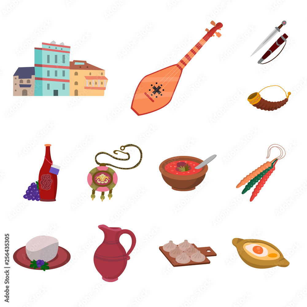 Vector illustration of Caucasus and traditions icon. Collection of ...