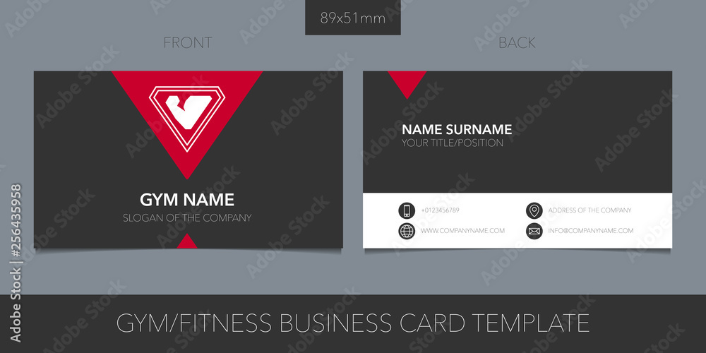 Business card vector template layout design for sport club, gym. Stock ...