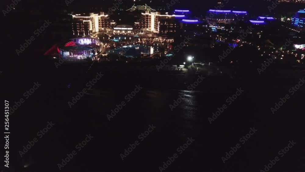Vidéo Stock Beautiful hotel at night with lights. Video. Top view of ...
