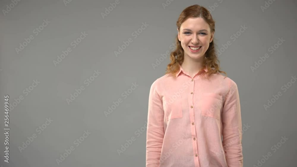 Female saying love life in sign language, teacher showing words in asl ...