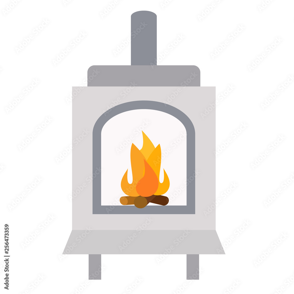 Furnace flat illustration on white Stock Vector | Adobe Stock