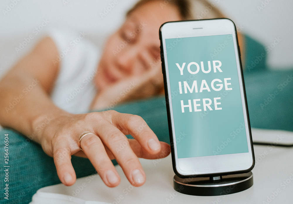 User Reaching for Smartphone in Dock Mockup Stock Template | Adobe Stock