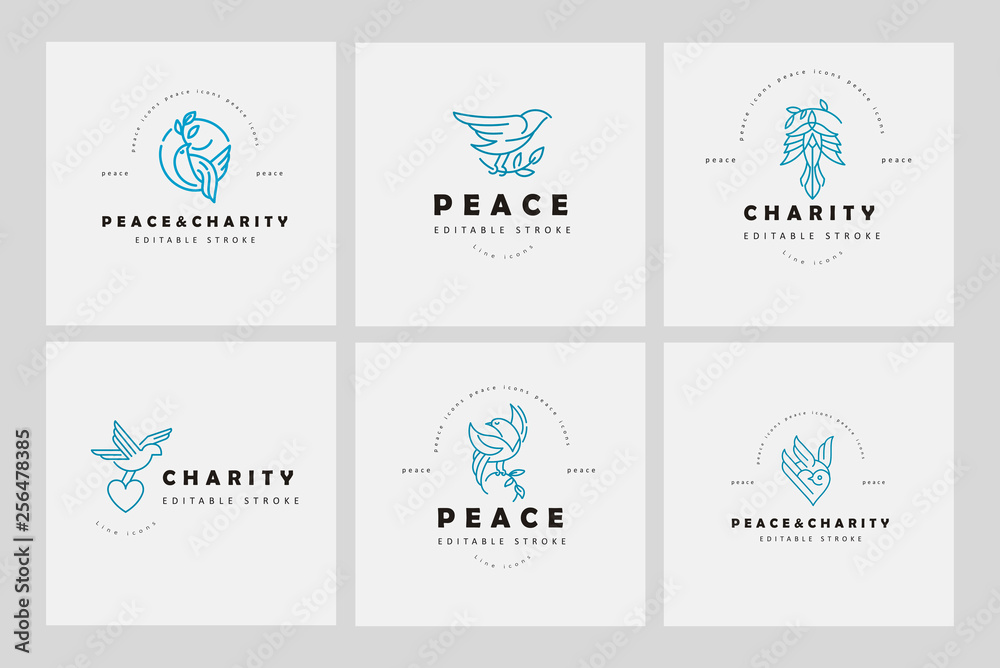 Vector icon and logo peace and charity. Editable outline stroke size ...