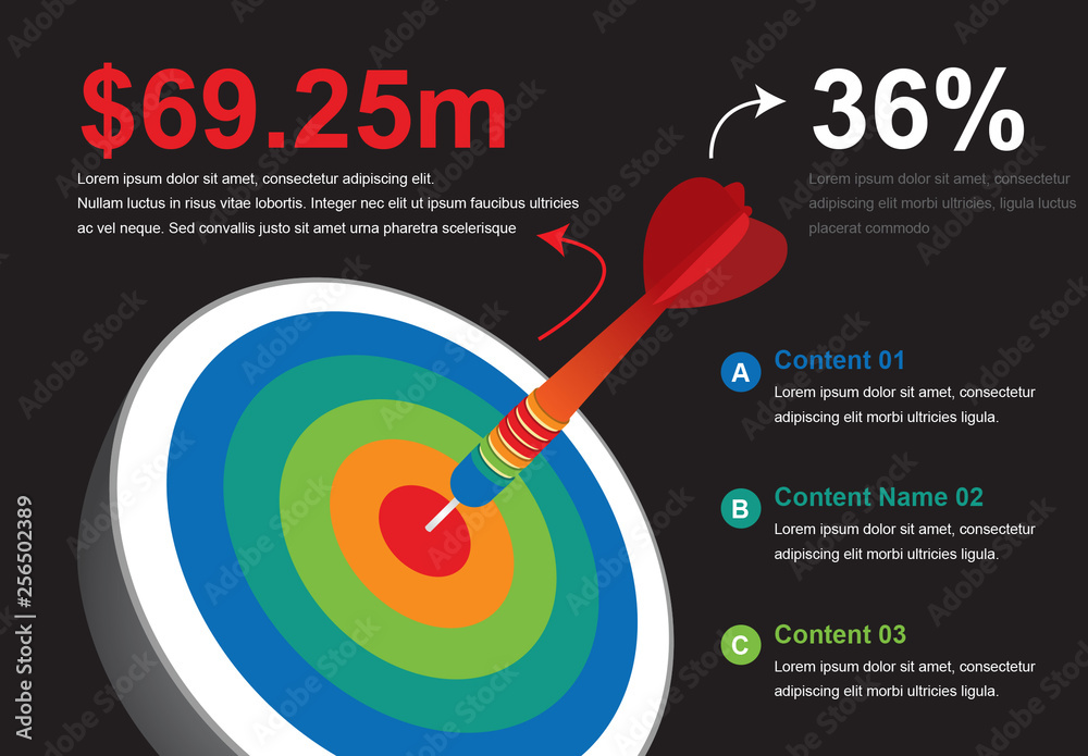 3D Dart and Target Infographic Stock Template | Adobe Stock