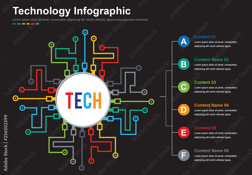 Circuit Technology Infographic Stock Template | Adobe Stock