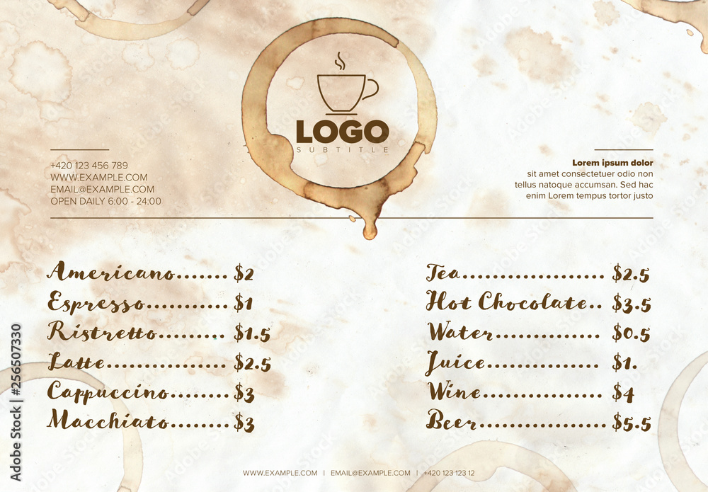 Coffee Ring Menu Layout Stock Template | Adobe Stock