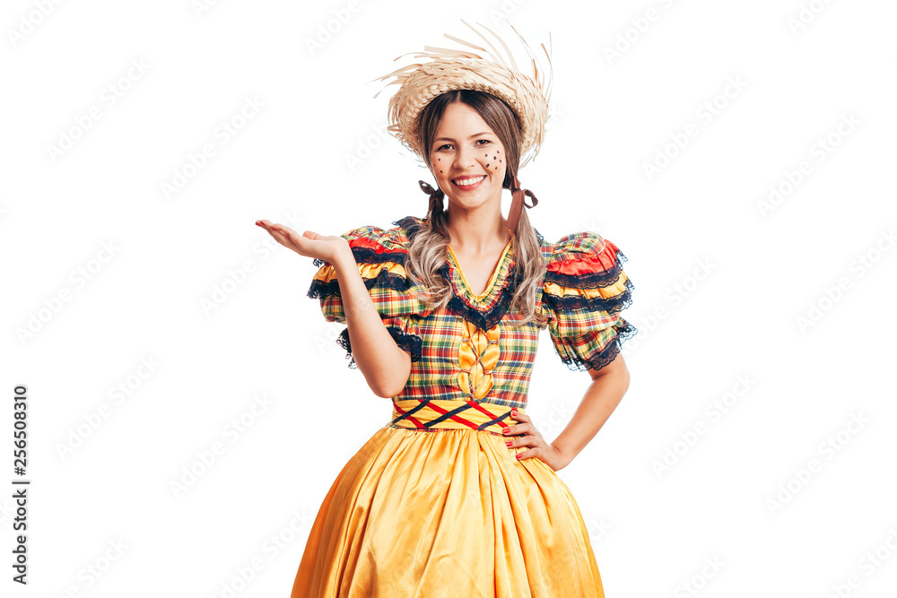 Poster Brazilian woman wearing typical clothes for the Festa Junina ...