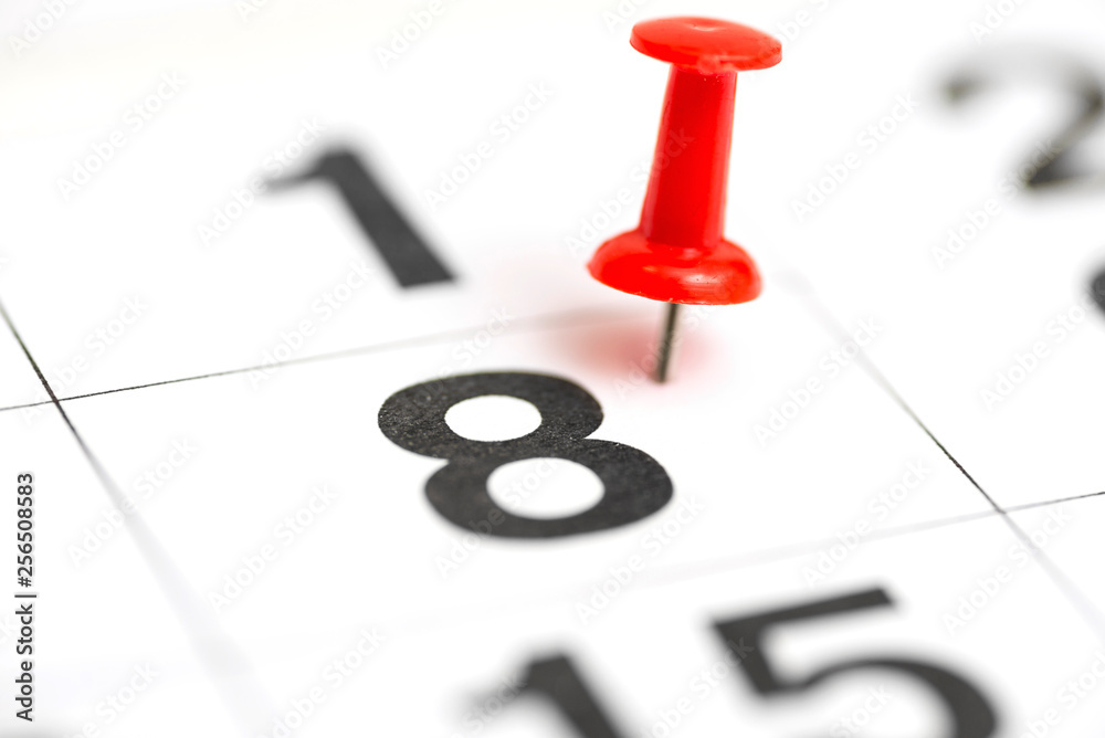 Pin on the date number 8. The eighth day of the month is marked with a ...