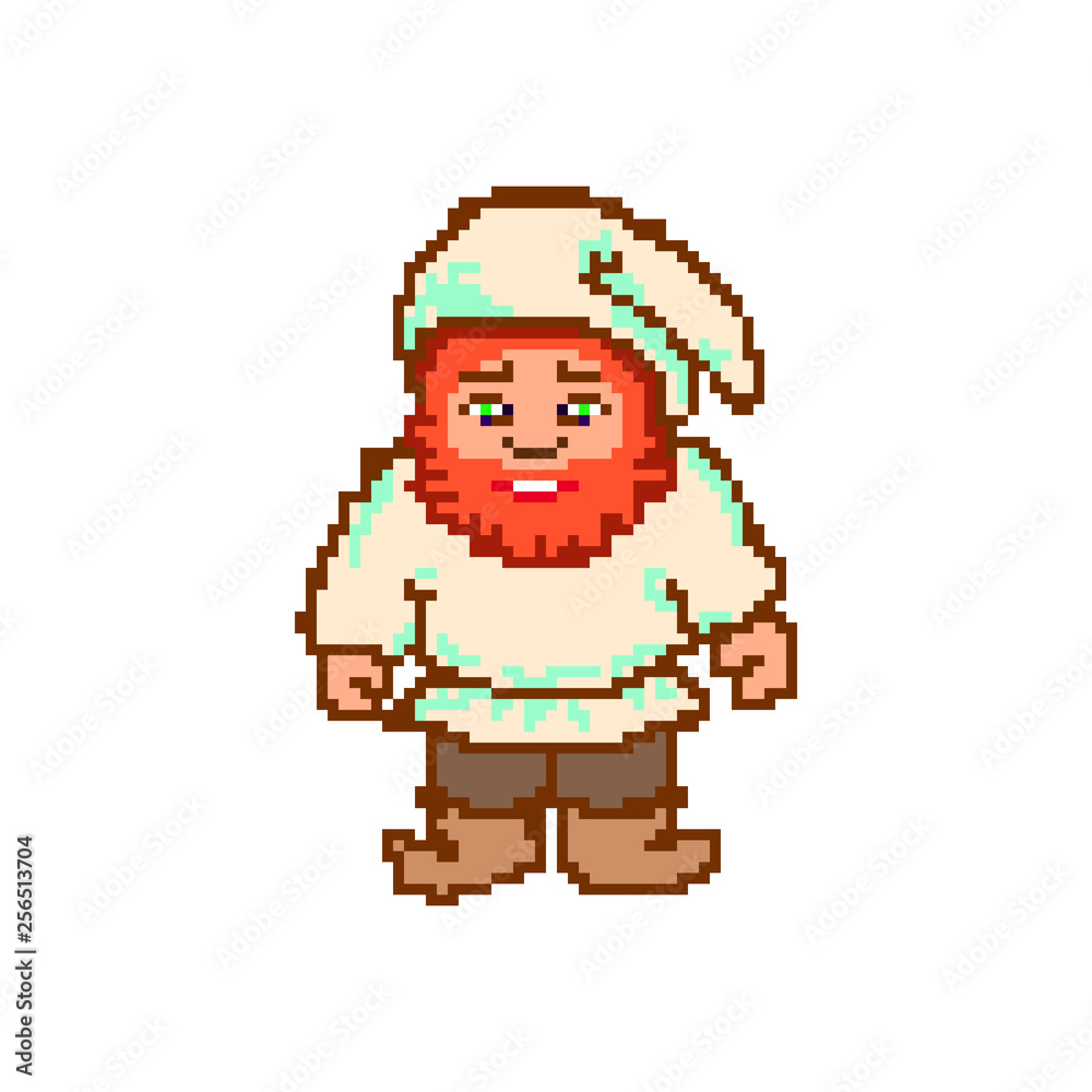 pixel male funny cartoon gnome Stock Vector | Adobe Stock