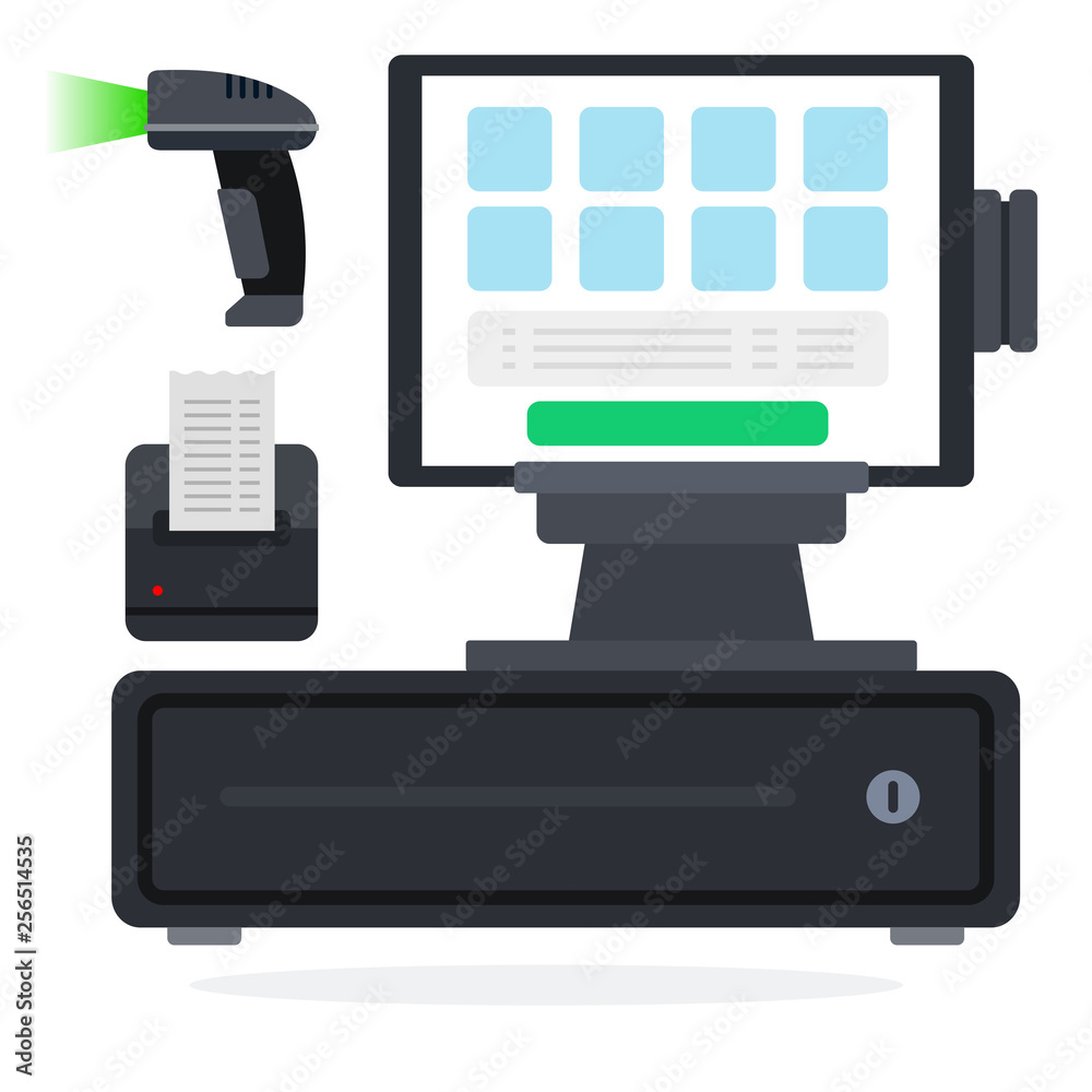 POS system flat icon vector isolated Stock Vector | Adobe Stock
