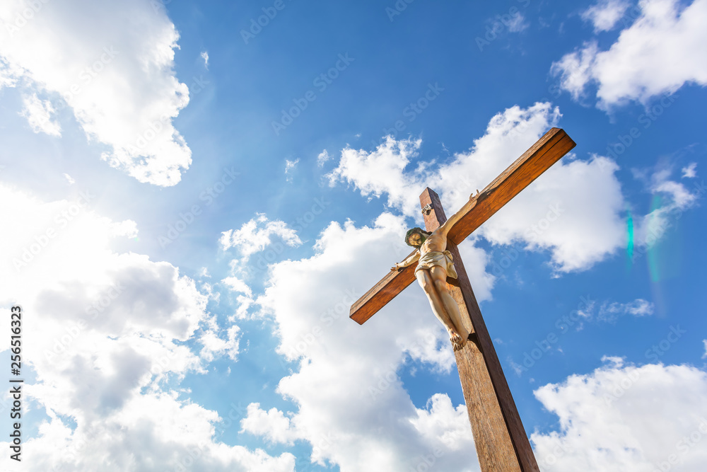 Jesus Christ crucified near Bernardine church in Lviv, Ukraine Stock ...